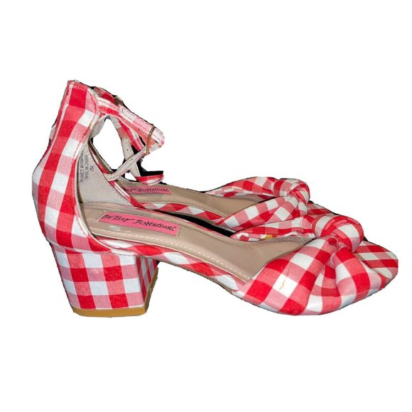 Betsey Johnson | Shoes | Betsey Johnson Ivee Gingham Fabric Ankle Strap ...